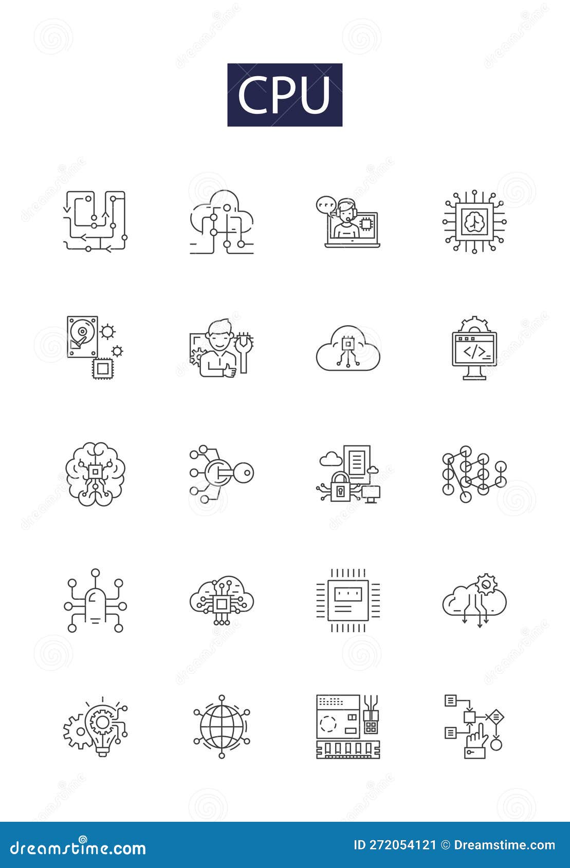 Cpu Line Vector Icons and Signs. CPU, Core, Central, Unit, Control ...