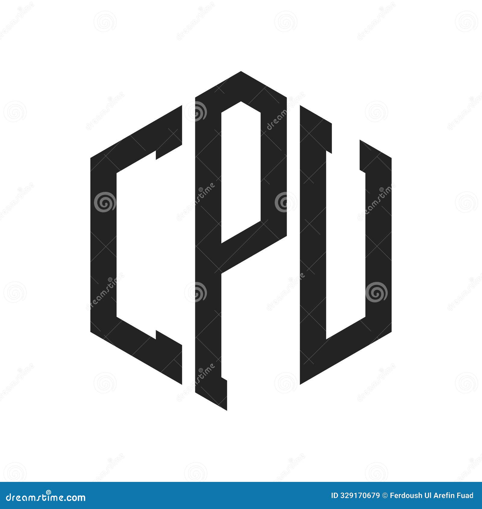 CPU Logo Design. Initial Letter CPU Monogram Logo Using Hexagon Shape ...