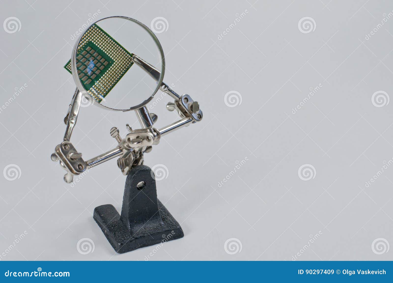 The CPU is Magnified by a Magnifying Glass Stock Image - Image of ...