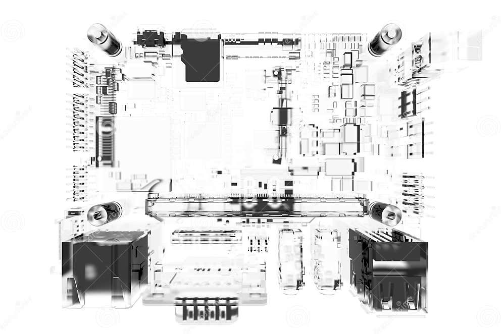 CPU Main Board 3D Rendered White Stock Illustration - Illustration of ...