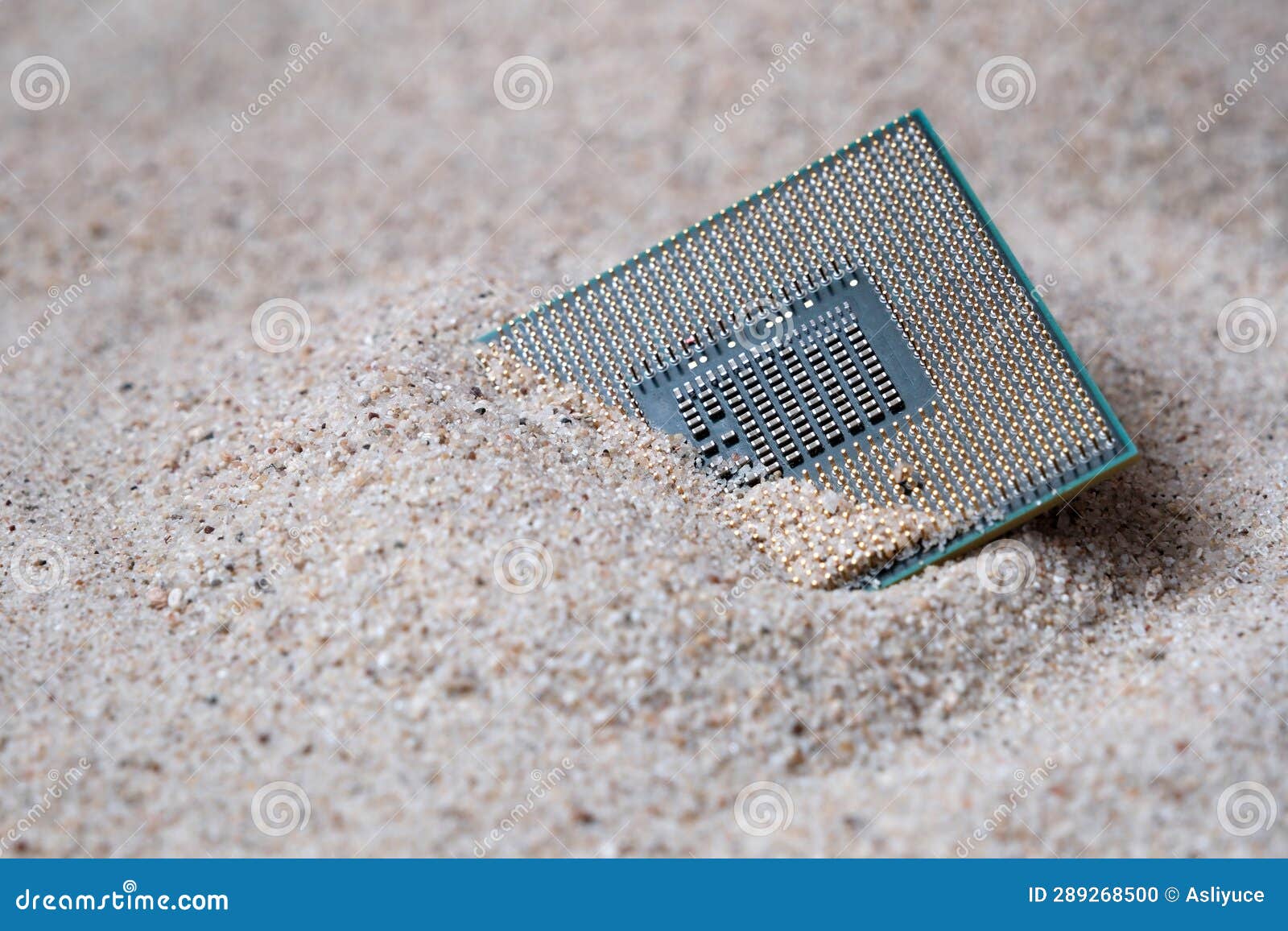 Silicon chip in the sand stock photo. Image of chip - 289268500