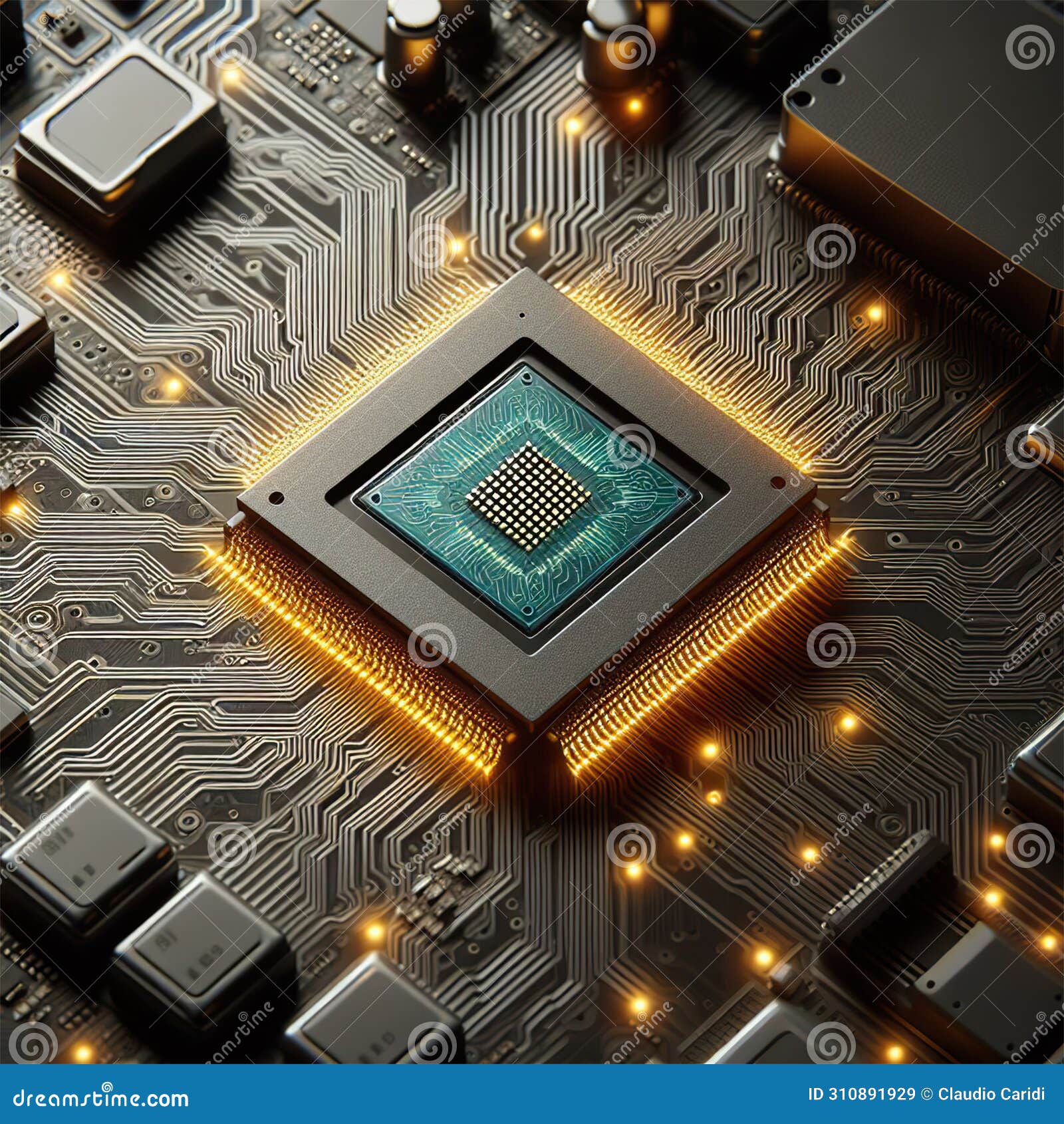 Cpu Microchip For Ai And Data Network Close Up View Of Modern Chip Cpu