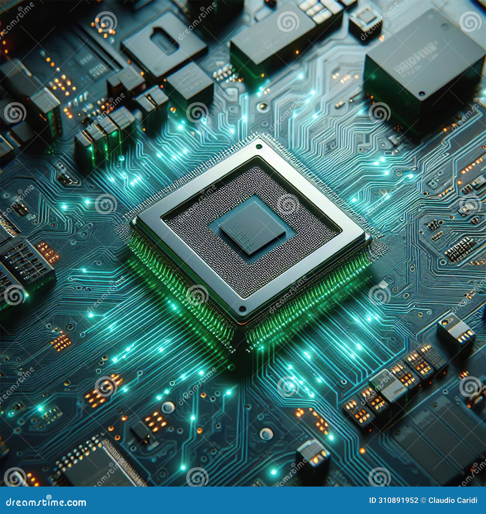 Cpu Microchip For Ai And Data Network Close Up View Of Modern Chip Cpu