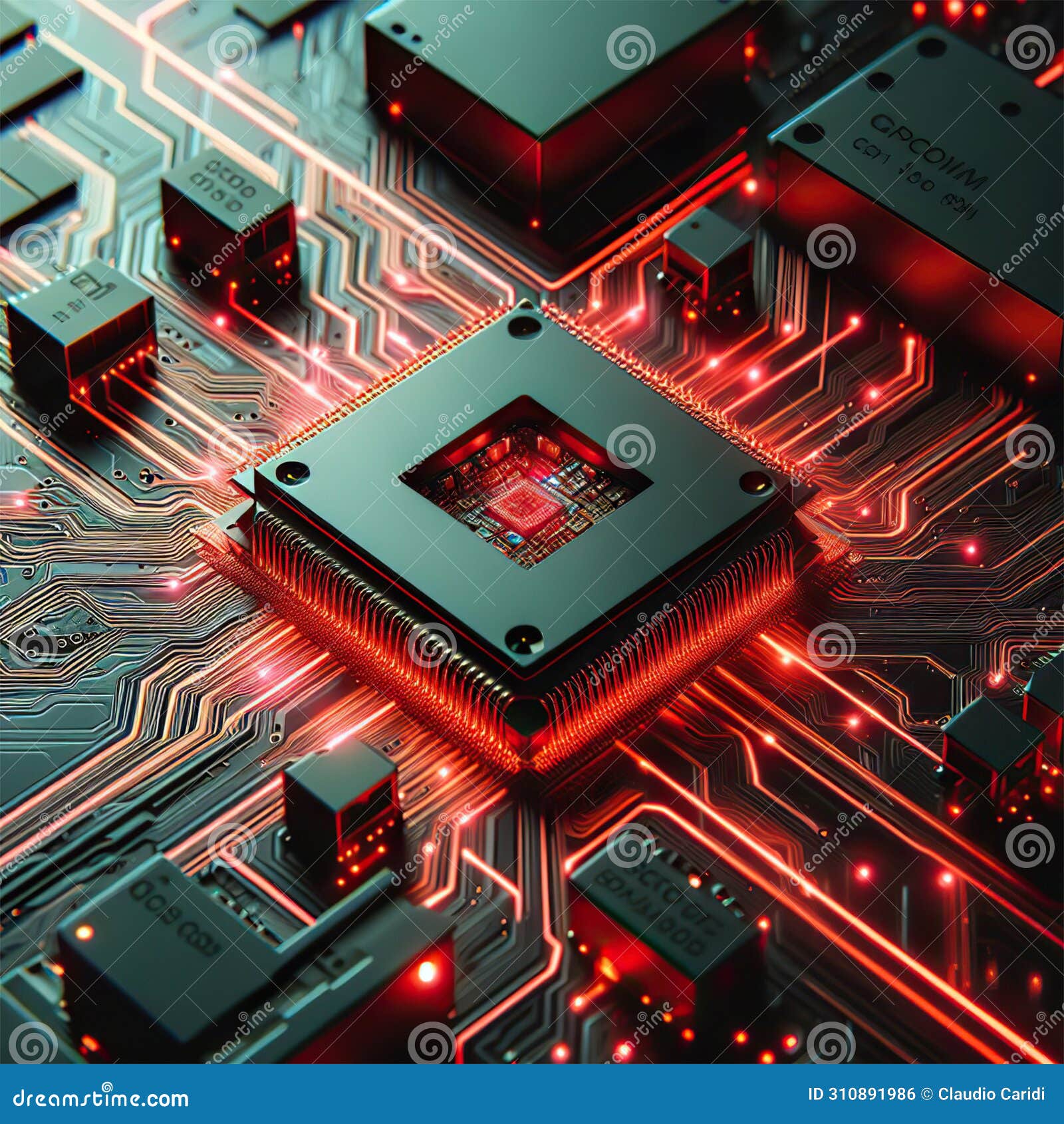 Cpu Microchip For Ai And Data Network Close Up View Of Modern Chip Cpu