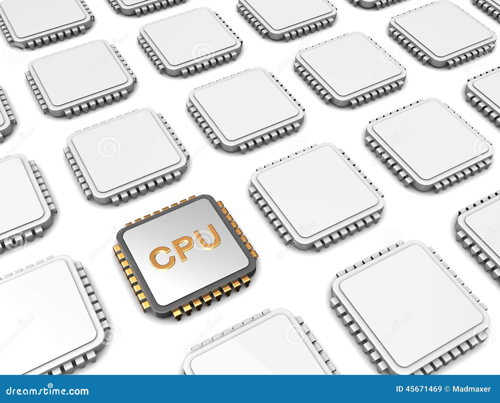 Cpu microchip stock illustration. Illustration of central - 45671469