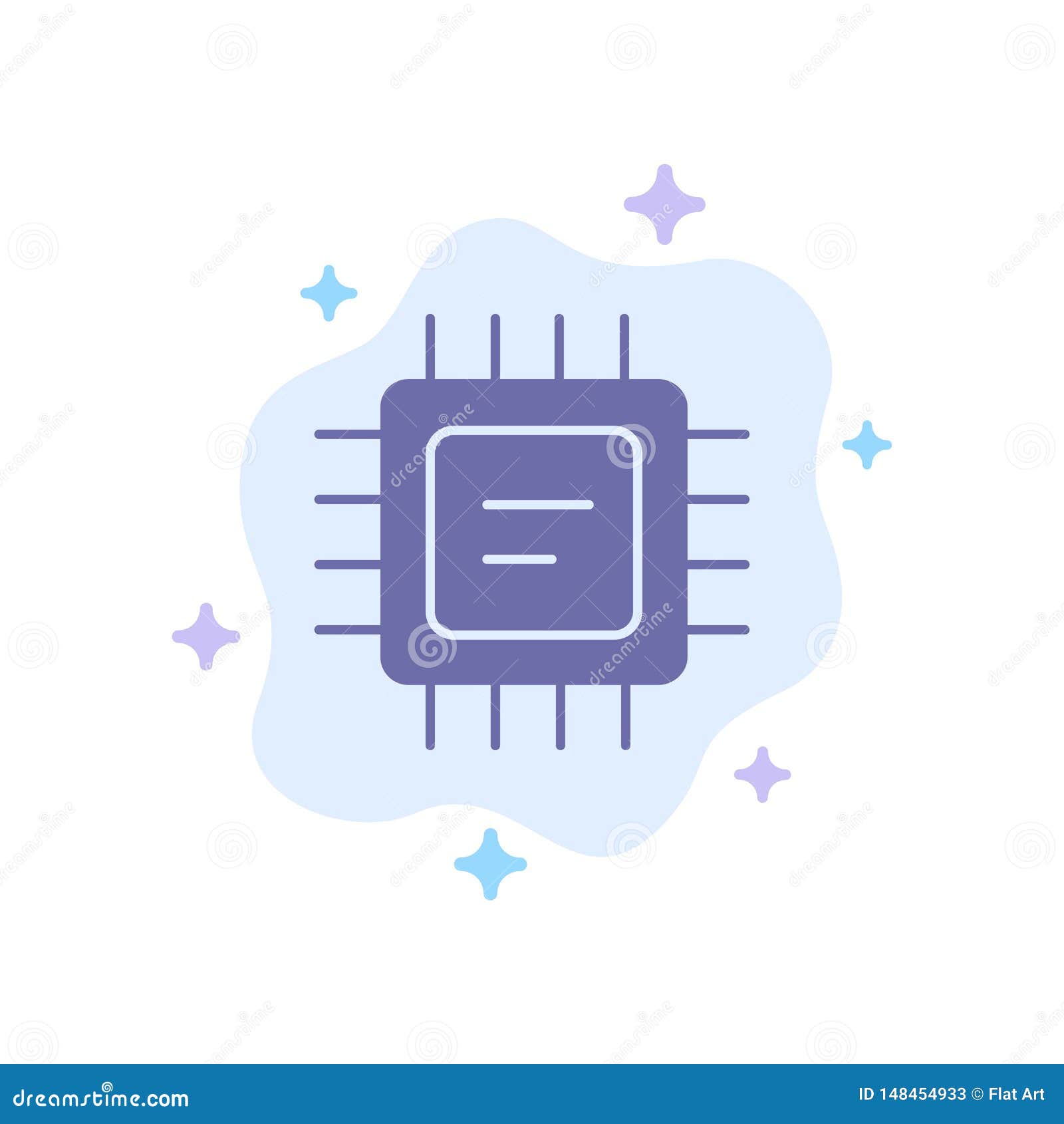 Cpu, Microchip, Processor Blue Icon on Abstract Cloud Background Stock ...