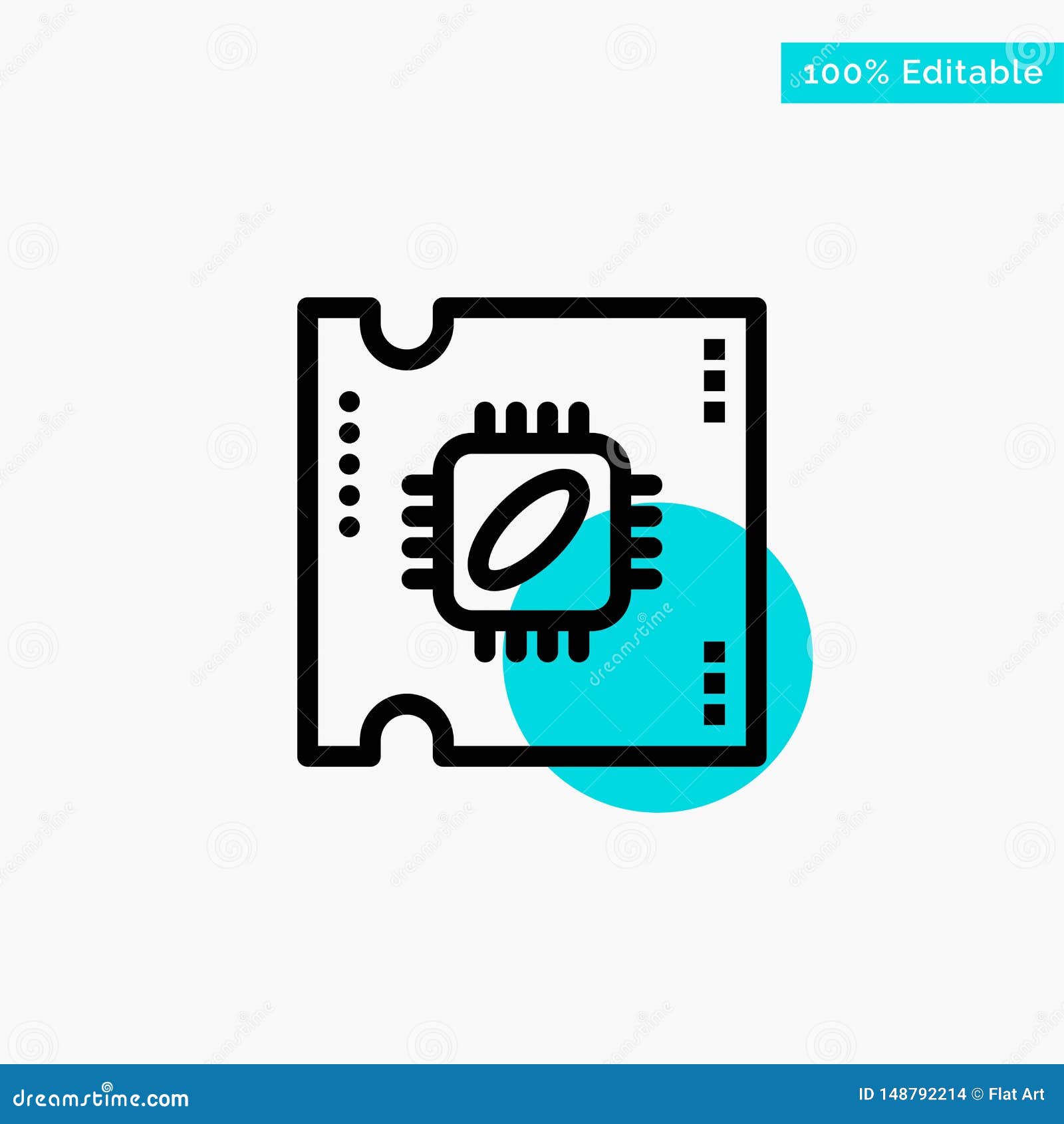 Cpu, Microchip, Processor, Processor Chip Turquoise Highlight Circle ...