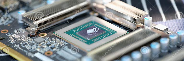 Cpu Microchip Processor with Thermal Paste Closeup Stock Photo - Image ...