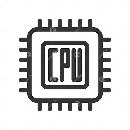 CPU Microprocessor or Chips Icon. Central Processing Unit Vector ...