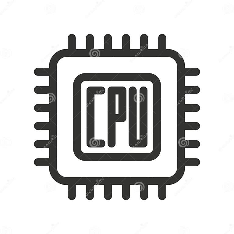 CPU Microprocessor or Chips Icon. Central Processing Unit Vector Illustration Stock Vector ...