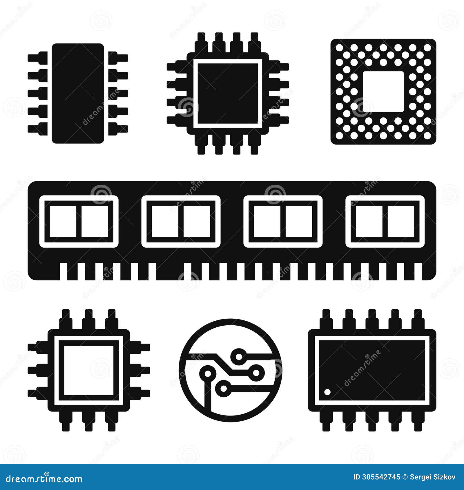CPU Microprocessor And Chips Icons Set. Vector | CartoonDealer.com ... CPU Microprocessor And Chips Icons Set. Vector | CartoonDealer.com ...