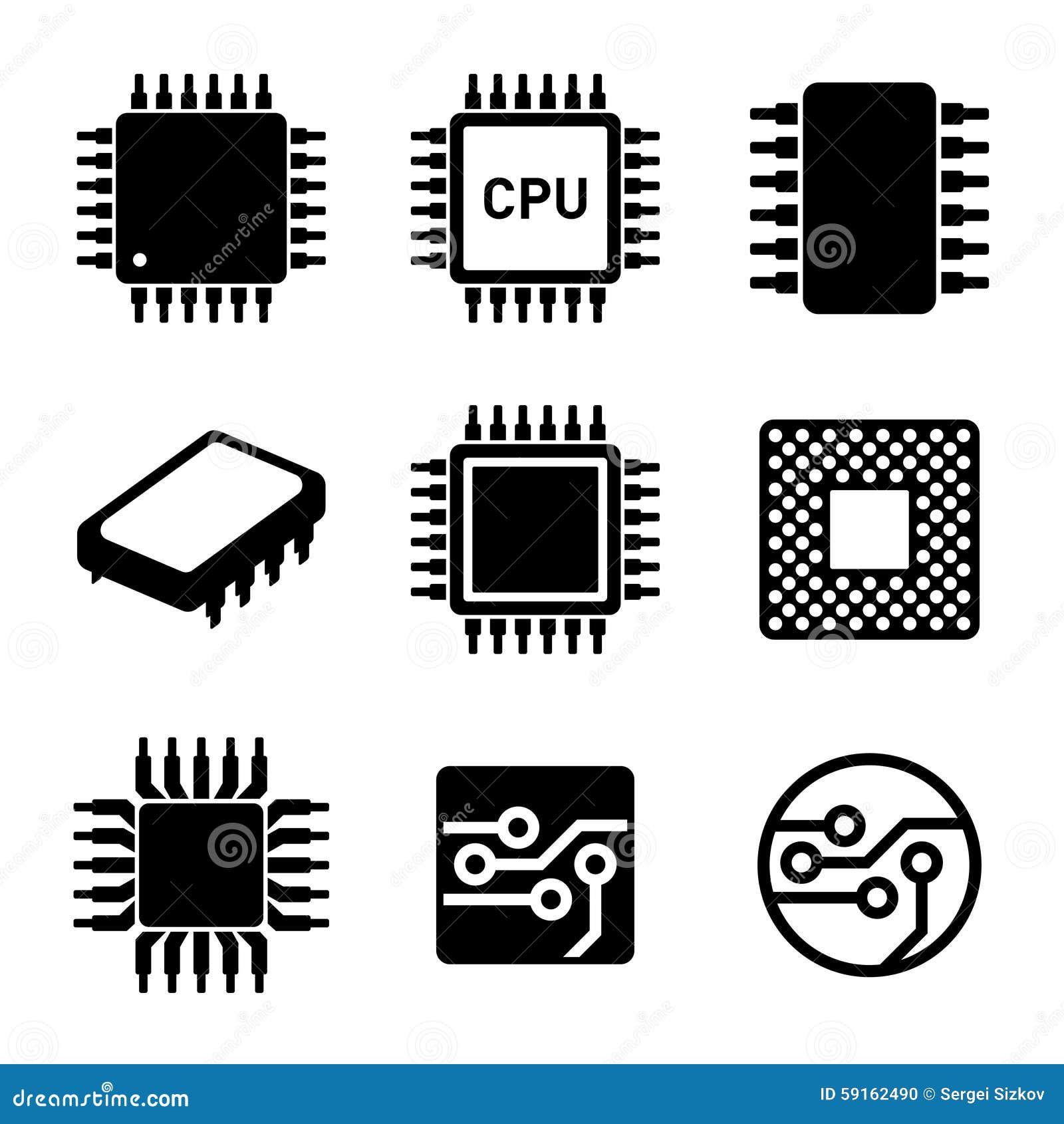 CPU Microprocessor and Chips Icons Set. Vector Stock Vector ... CPU Microprocessor and Chips Icons Set. Vector Stock Vector ...