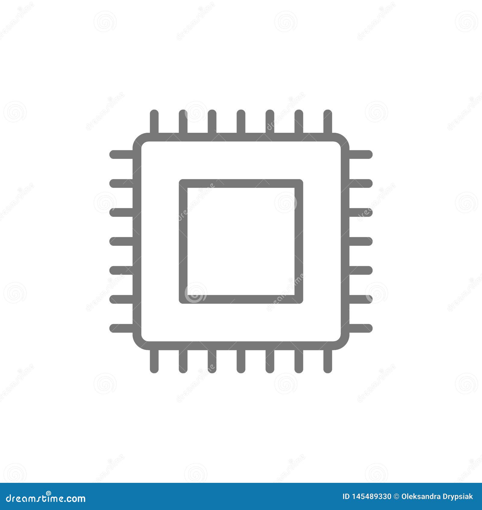 CPU Microprocessor, Computer Chip Line Icon. Stock Vector ...