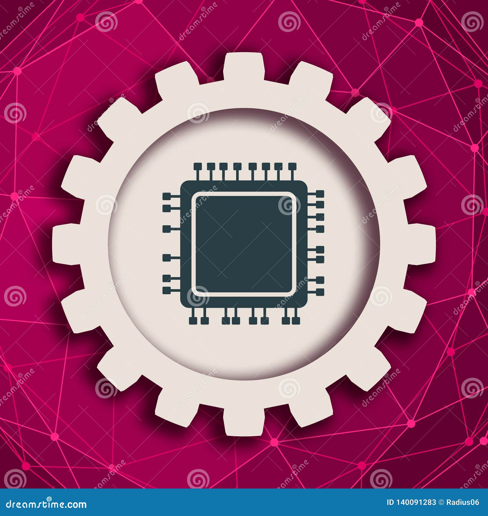 CPU Microprocessor Icon stock illustration. Illustration of flat ...