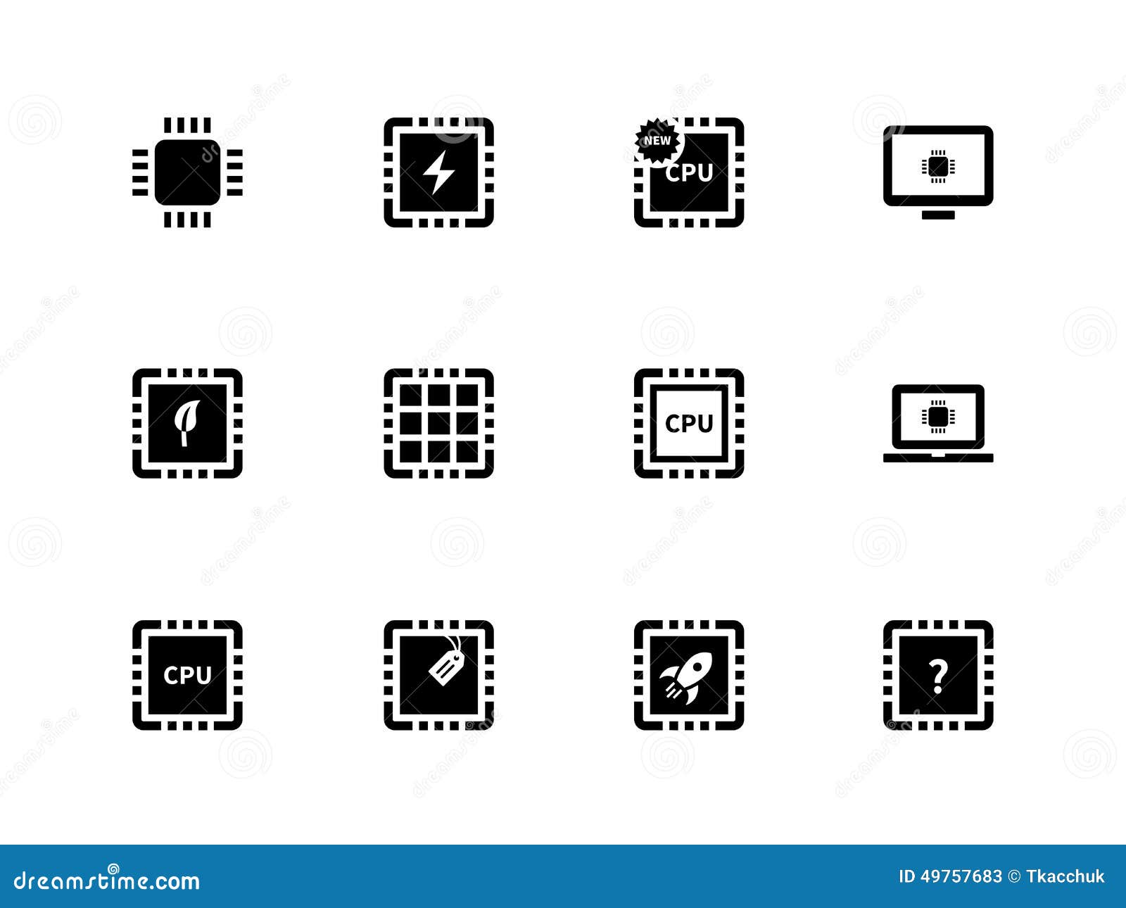 Microprocessor Icons On Orange Background Vector Illustration ...
