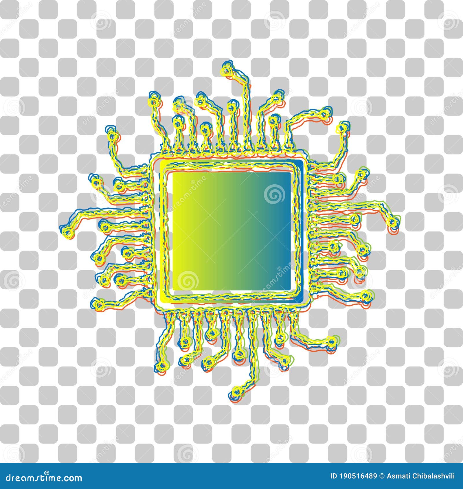 CPU Microprocessor Illustration. Black Icon On White Popart Splash At ...