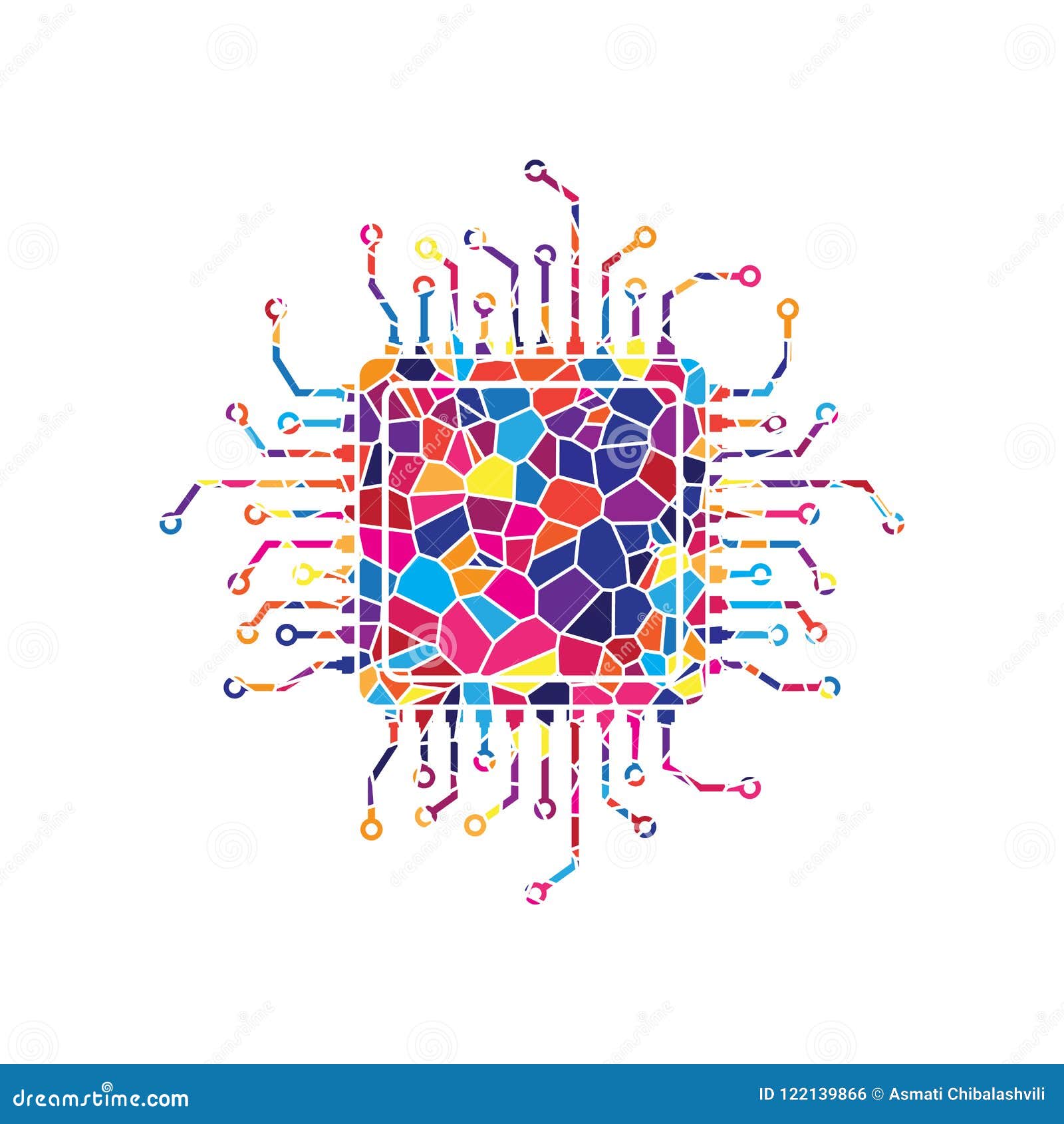 CPU Microprocessor Illustration. Vector Stock Vector - Illustration of ...