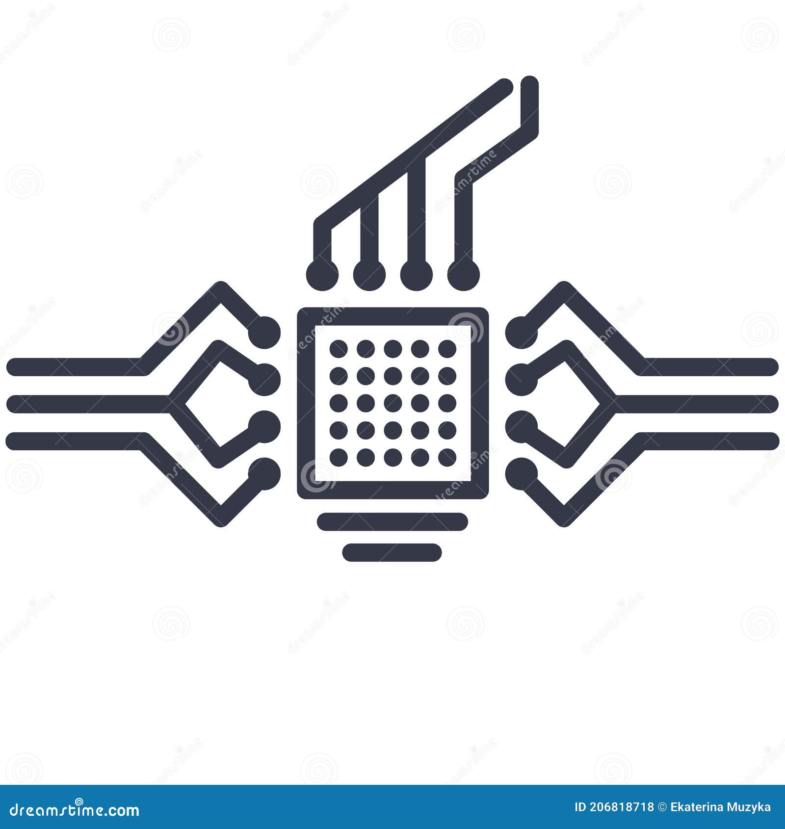 Cpu Microprocessor Or Memory Chip Vector Icon Stock Illustration