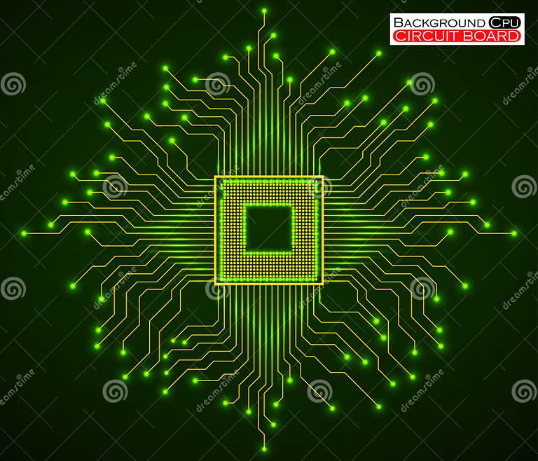 Cpu. Microprocessor. Microchip. Circuit Board Stock Vector ...