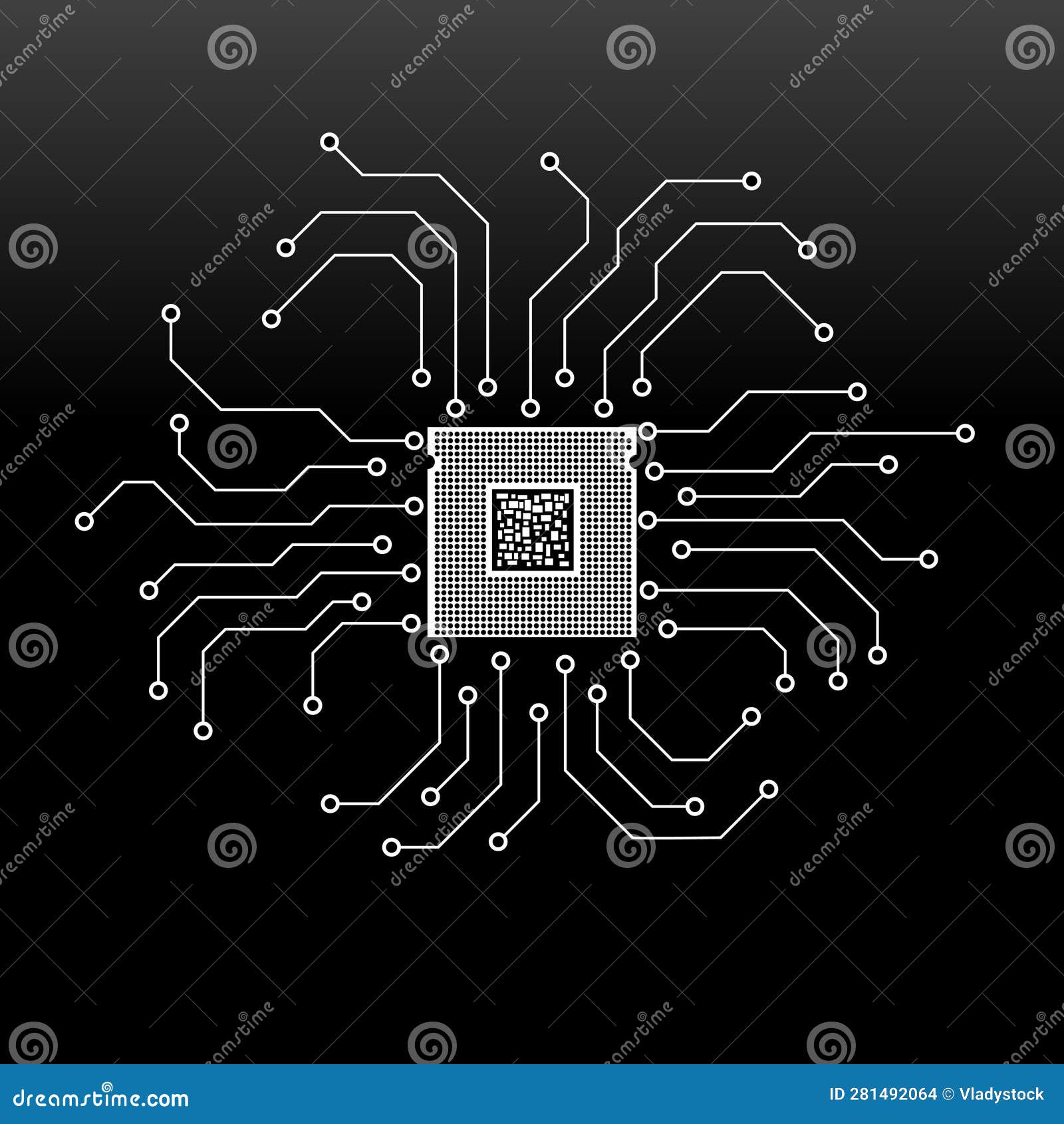 Cpu. Microprocessor stock vector. Illustration of science - 281492064