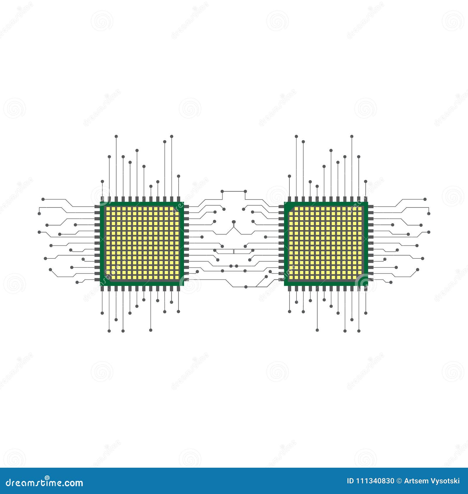 Cpu. Microprocessor. Microchip Stock Vector - Illustration of ...