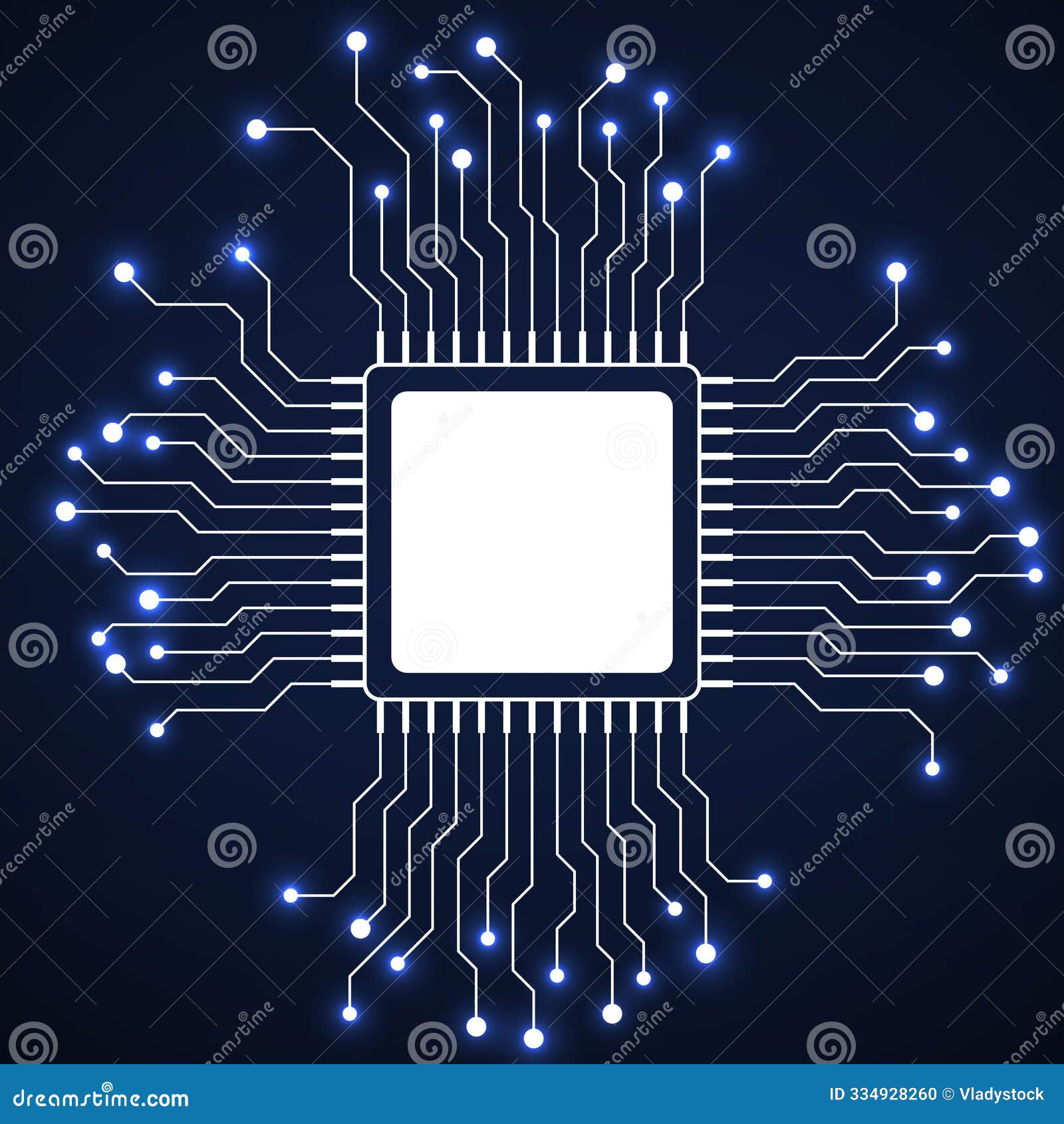 Cpu Microprocessor Microchip Stock Illustration Illustration Of Industry Vector 334928260