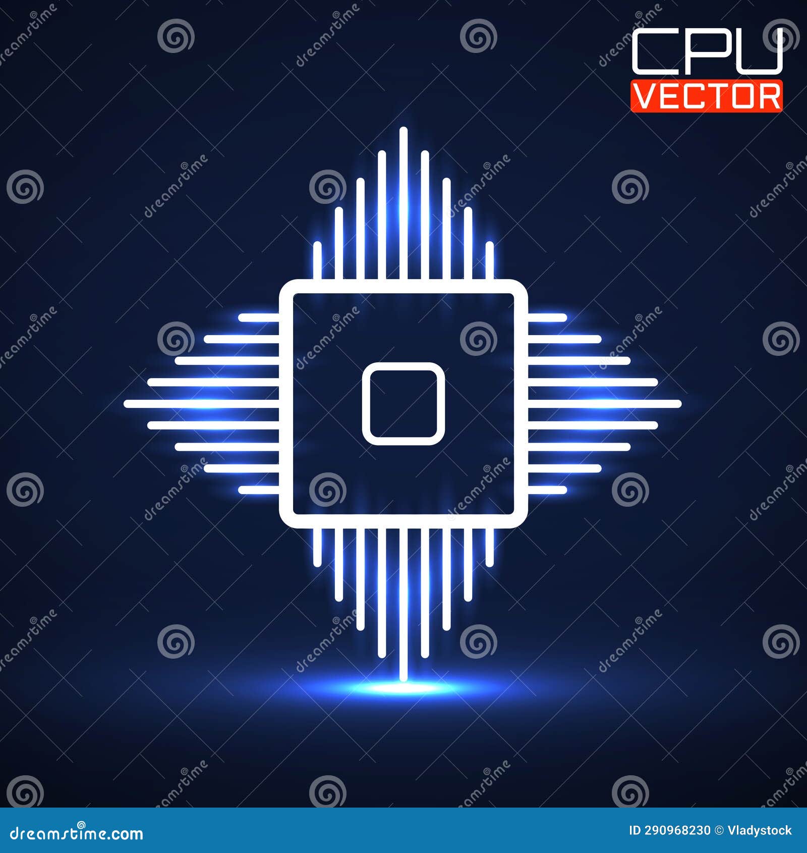 Cpu. Microprocessor. Microchip. Glow Logo Stock Vector - Illustration ...