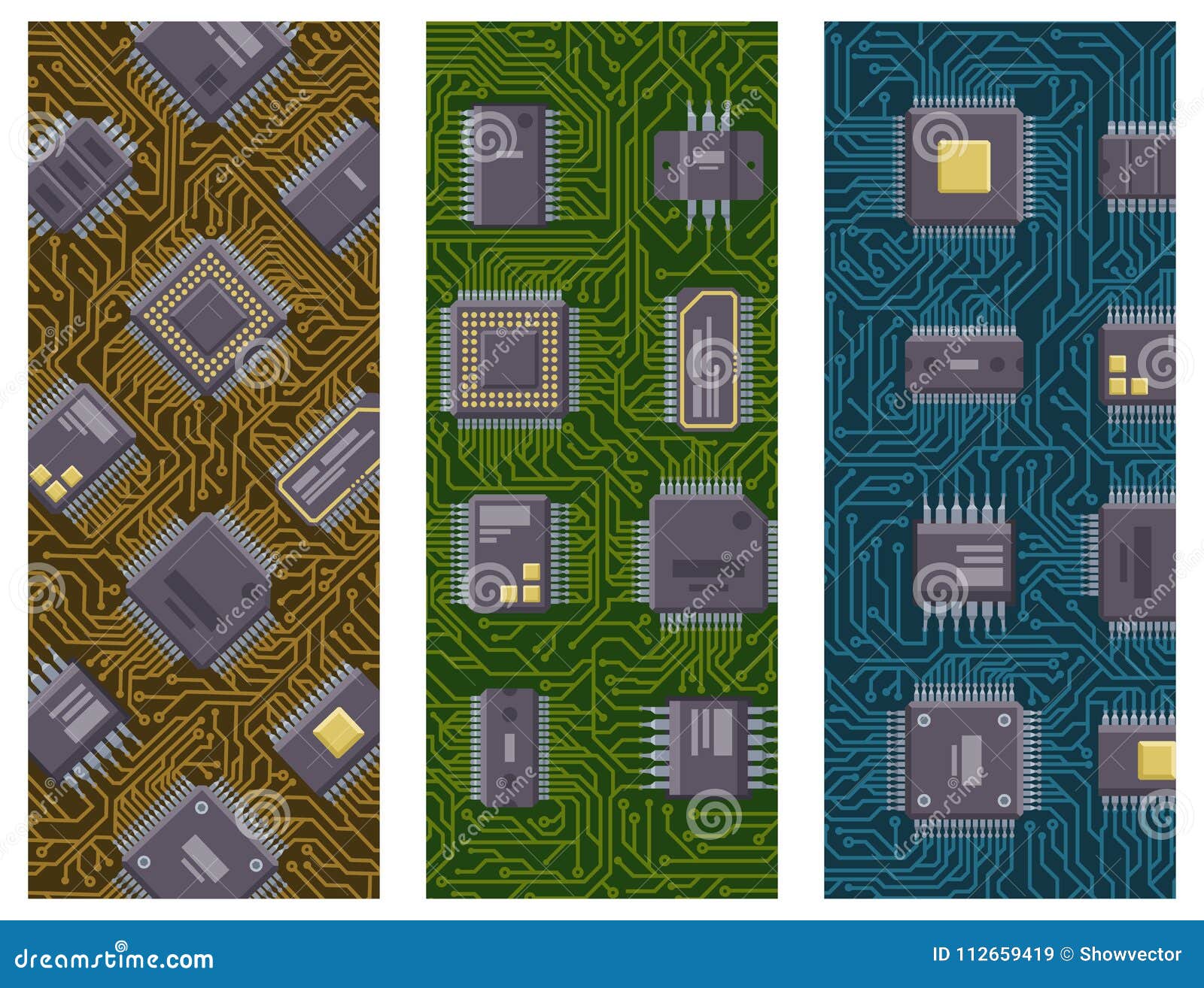 CPU Microprocessors Microchip Vector Illustration Hardware Seamless ...