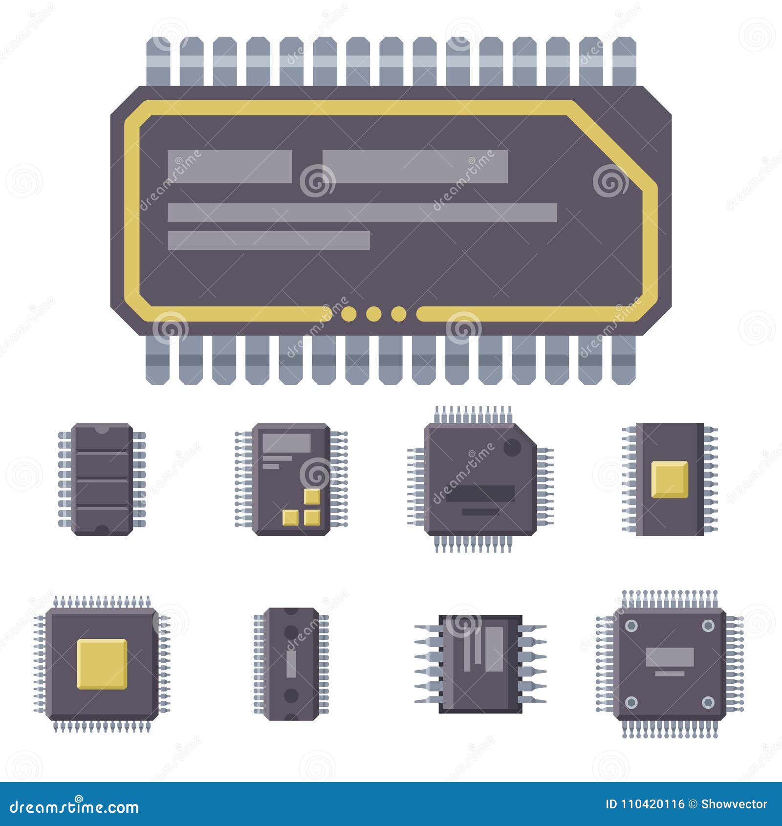 CPU Microprocessors Microchip Vector Illustration Hardware Component ...