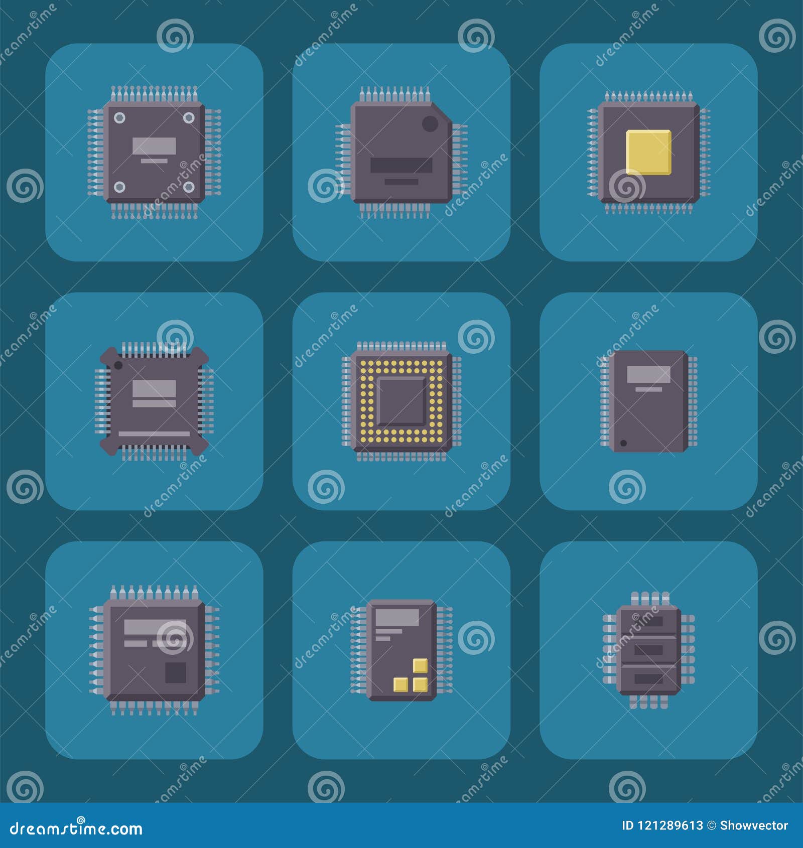 CPU Microprocessors Microchip Vector Illustration Hardware Component ...