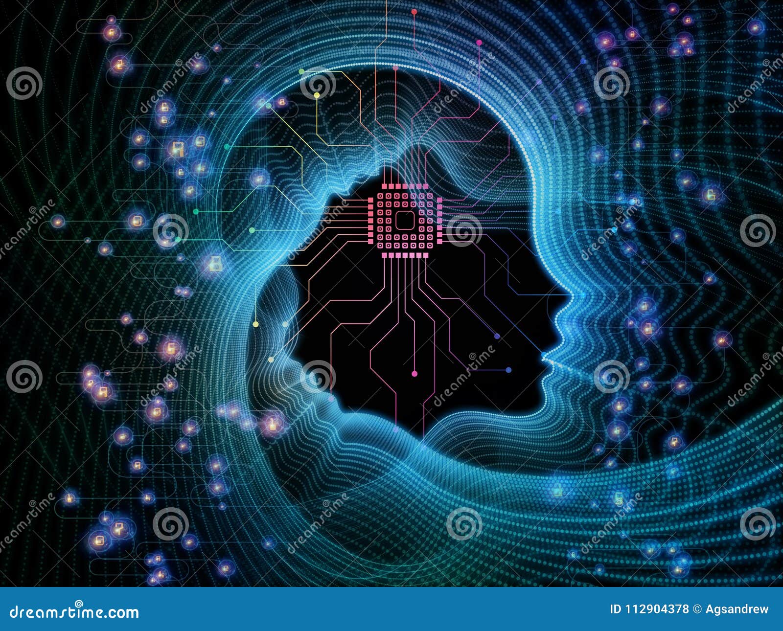 Elements of Machine Consciousness Stock Illustration - Illustration of ...