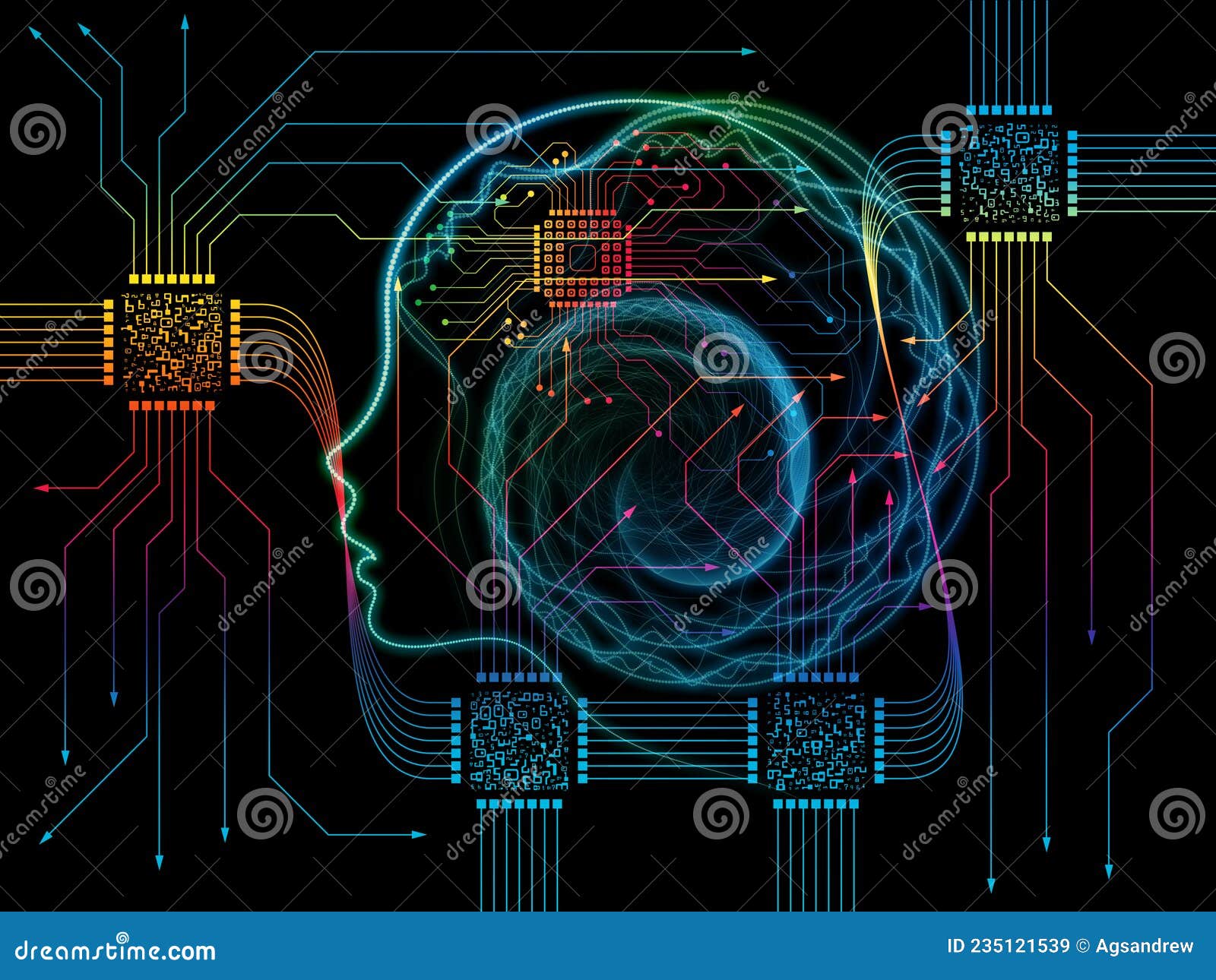 Computing Machine Consciousness Stock Illustration - Illustration of ...