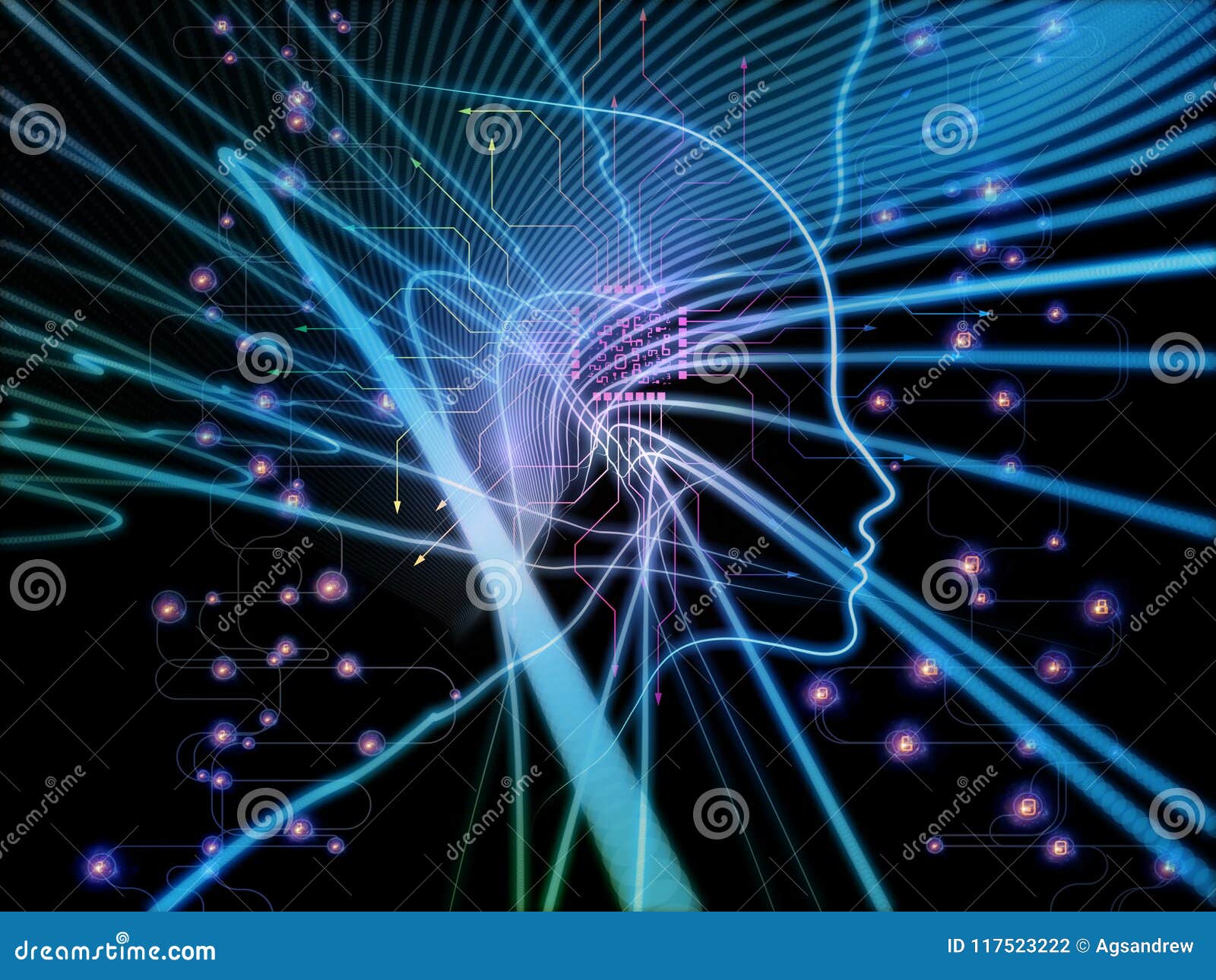 Digital Life of Machine Consciousness Stock Illustration - Illustration ...