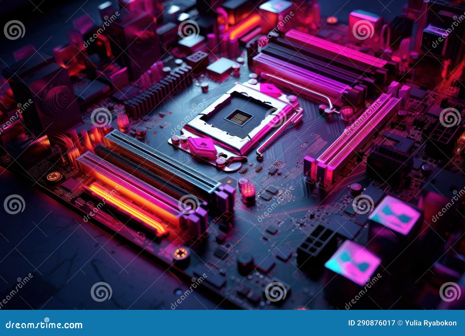 Cpu Modern Motherboard. Generate Ai Stock Illustration - Illustration ...