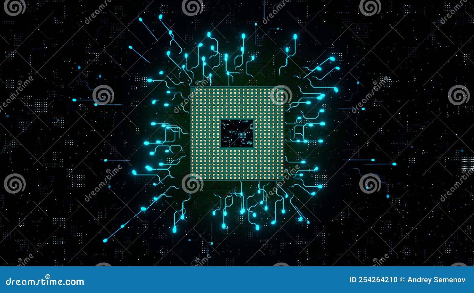 CPU. Modern Processor. Motherboard. Computer Chip with Connections and ...
