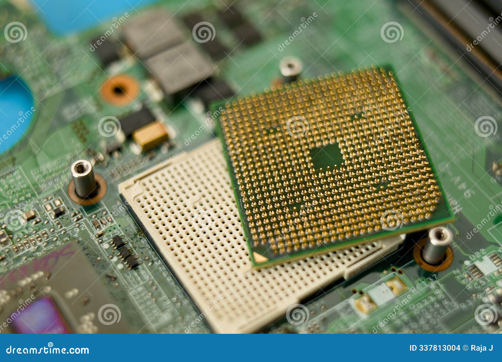 CPU on Motherboard stock photo. Image of hardware, innovation - 337813004