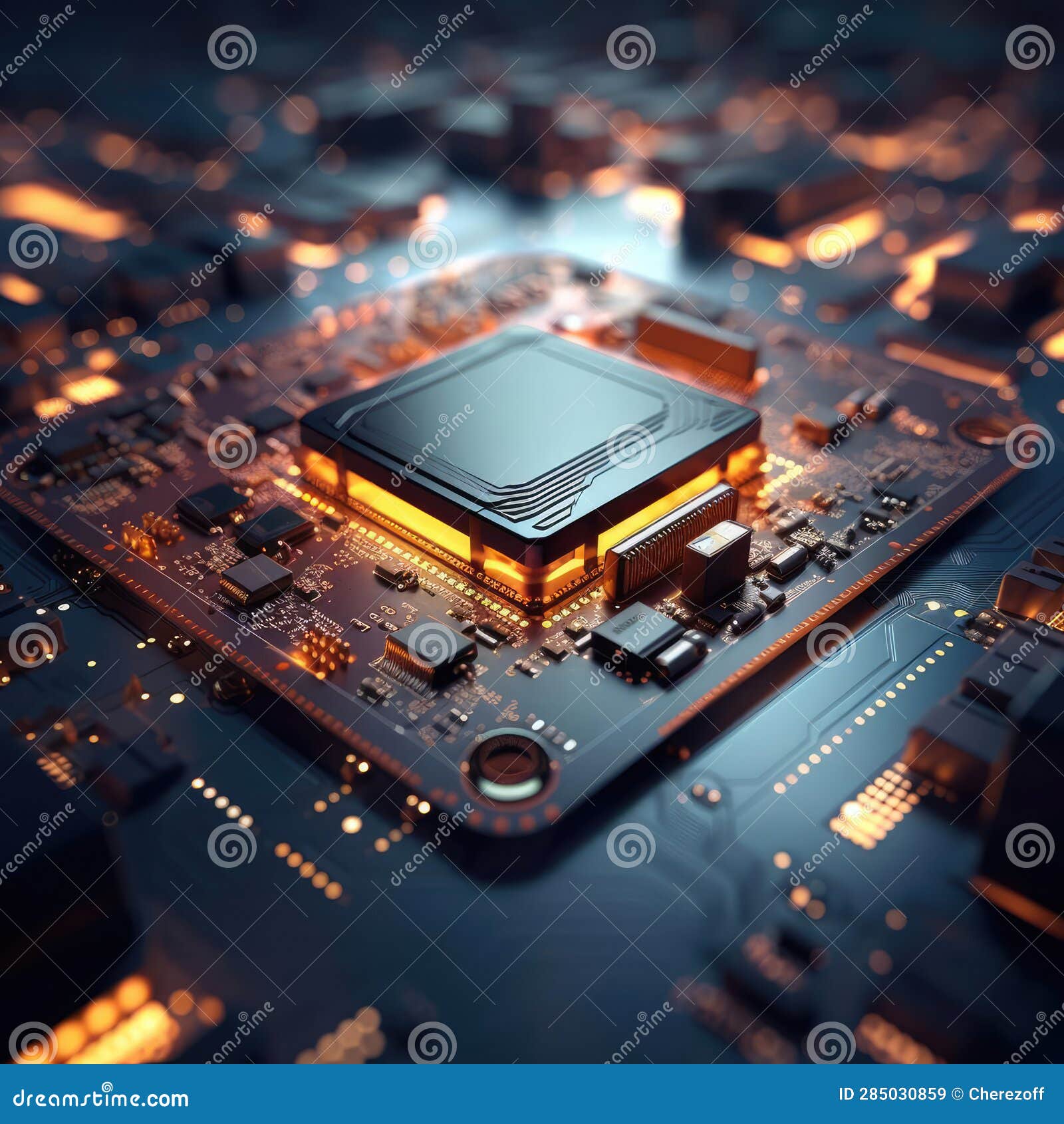 CPU on the motherboard stock illustration. Illustration of information ...