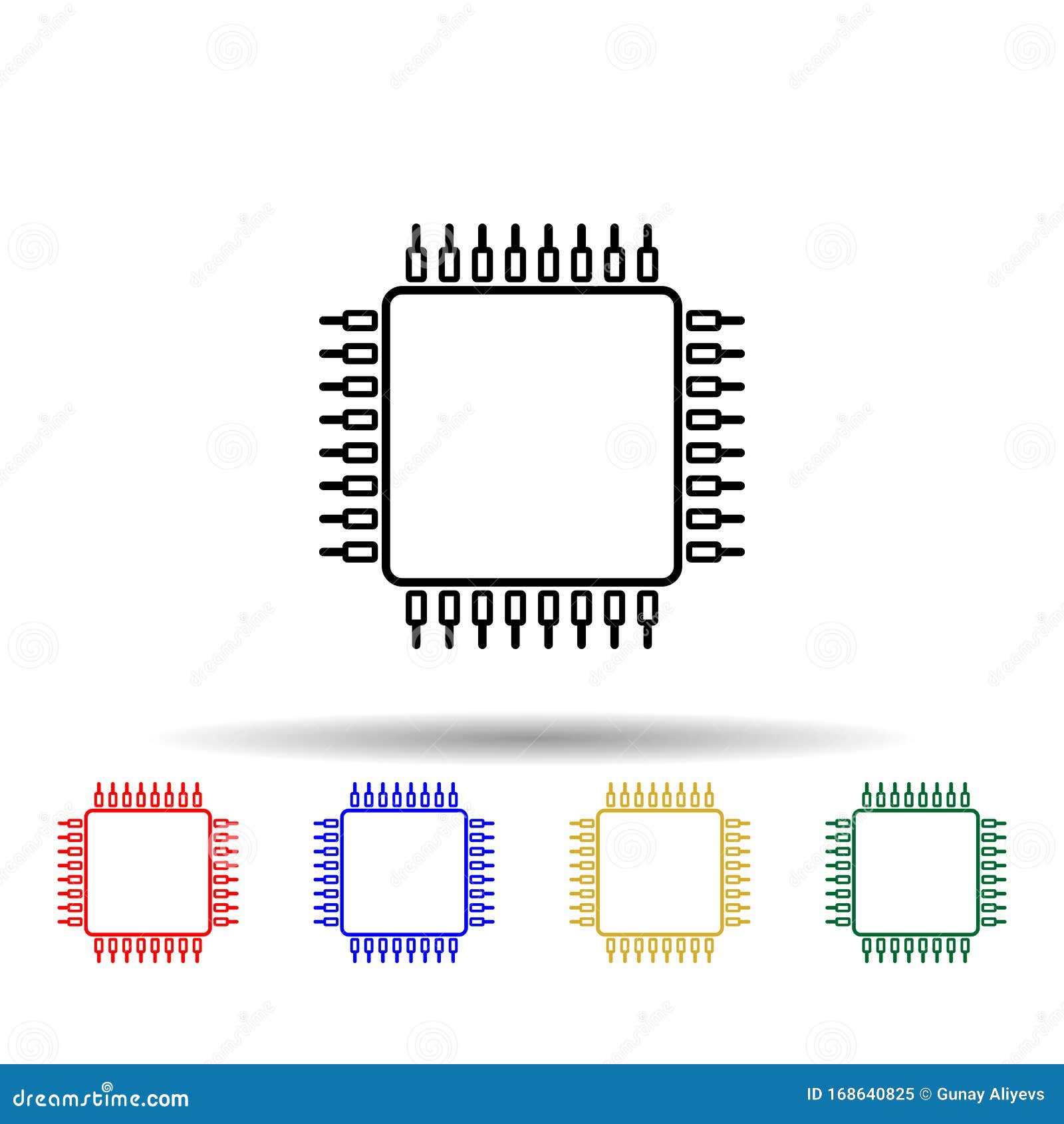 CPU Multi Color Style Icon. Simple Thin Line, Outline Vector of Computer Parts Icons for Ui and ...