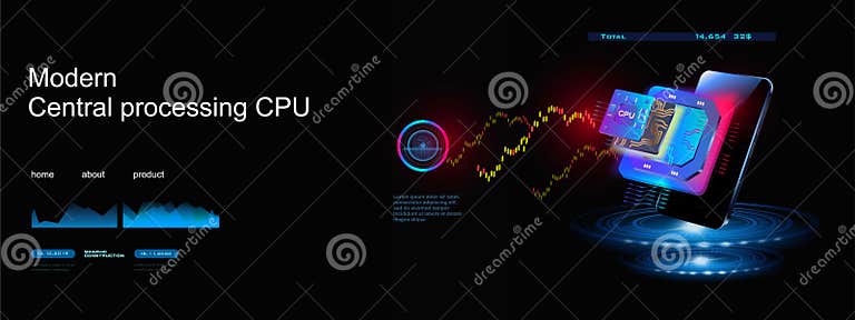 CPU. New Generation Computer Processor. Process of Processing System Files and Calculating ...