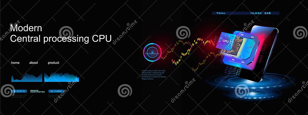 CPU. New Generation Computer Processor. Process of Processing System Files and Calculating ...