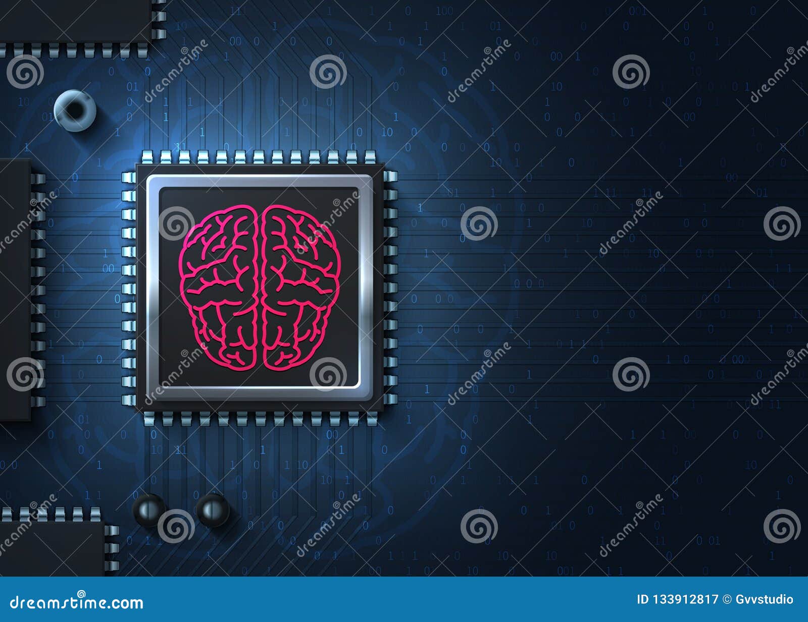 CPU New Processor. Virtual Reality. Cyber Mind. Modern Illustration ...