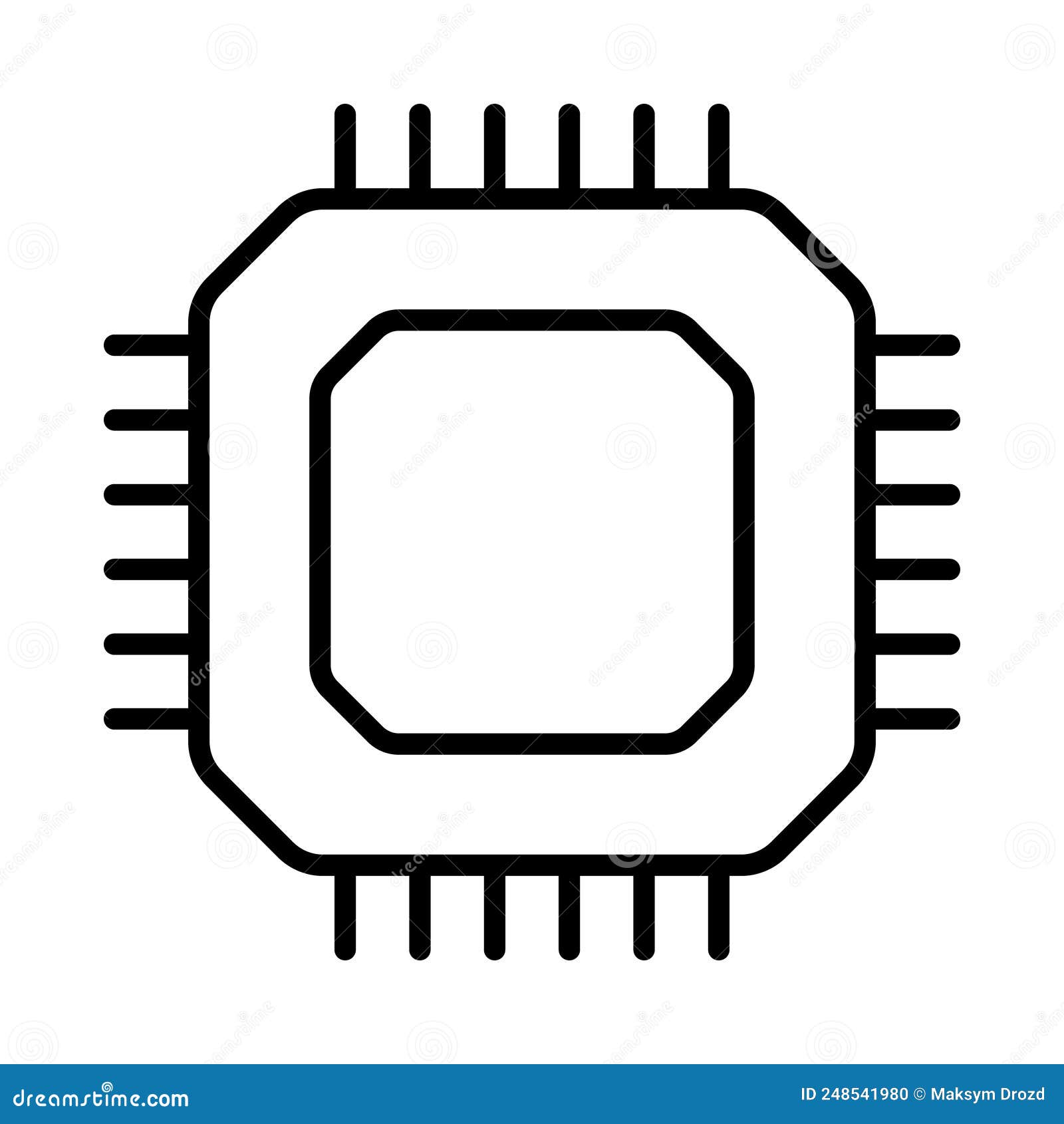 CPU Outline Icon. Processor Line Logo. Vector Illustration. Isolated on ...