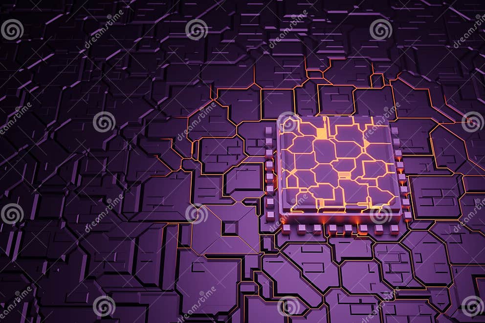 CPU Overheating by Big Data. a Computer Processor with Millions of ...