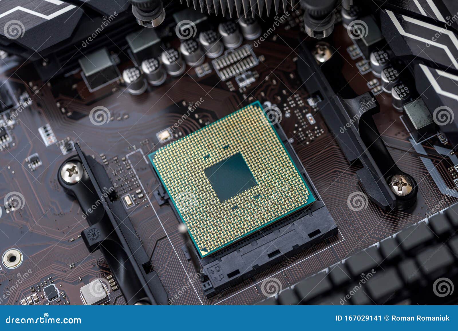 Cpu of Personal Computer Top View at Motherboard Stock Image - Image of ...