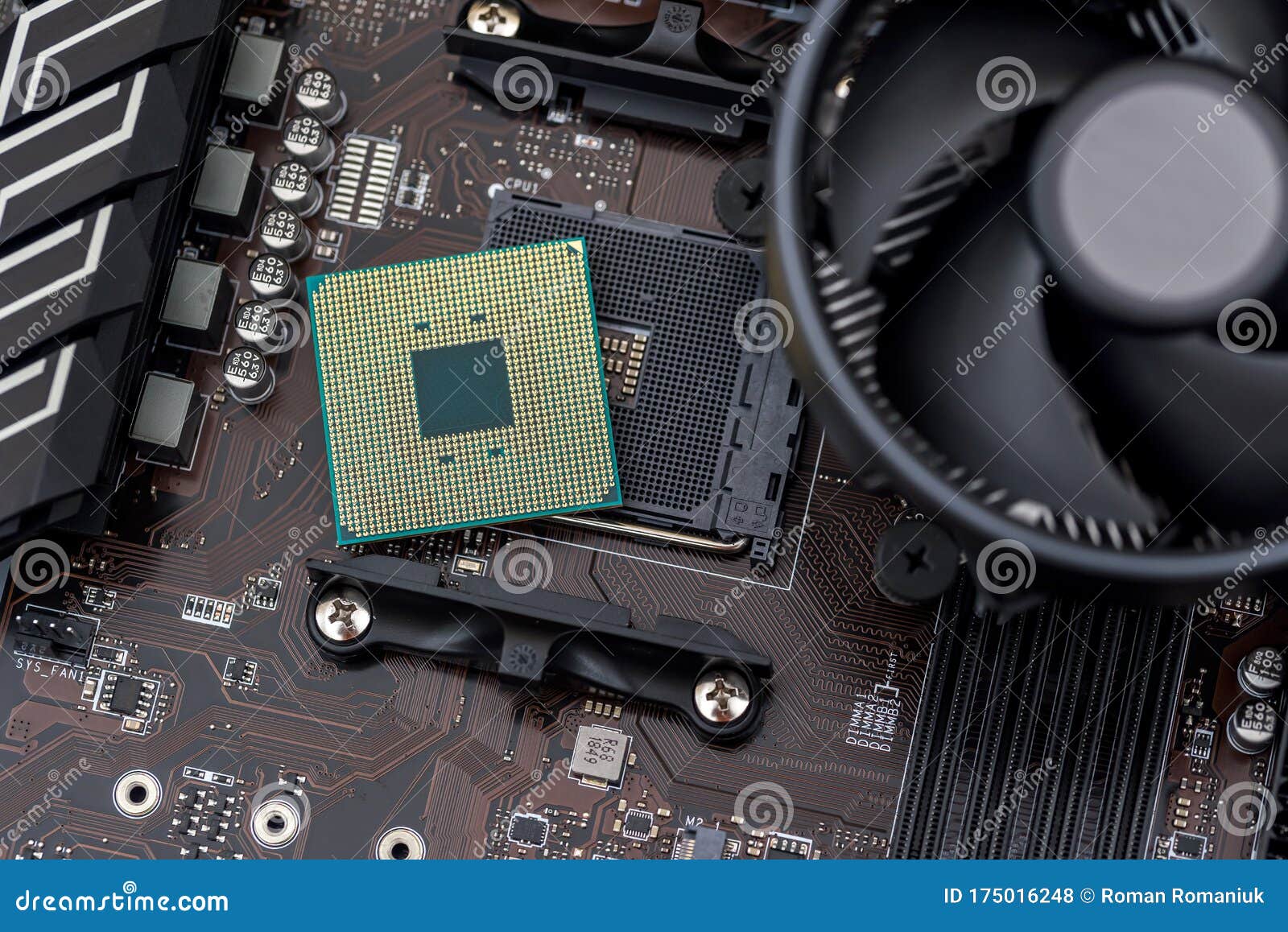Cpu of Personal Computer Top View at Motherboard Stock Photo - Image of ...