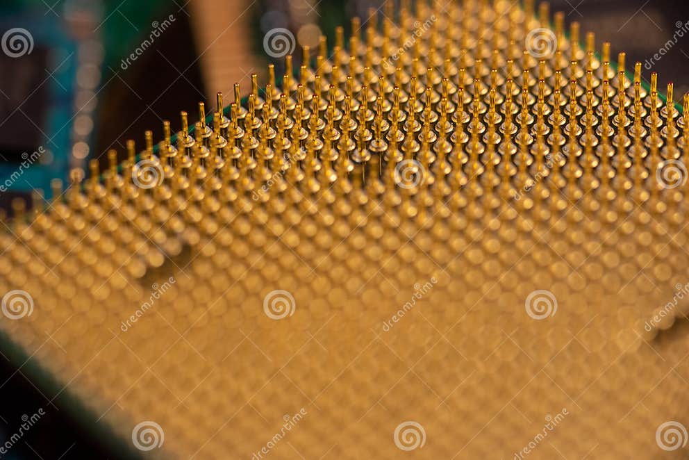 CPU Pin Grid Array with Golden Pins Stock Image - Image of processing ...