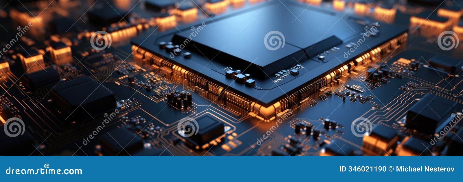 CPU on a Printed Circuit Board, Electronic Technology Concept ...