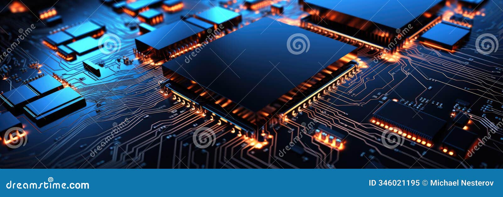 CPU on a Printed Circuit Board, Electronic Technology Concept ...