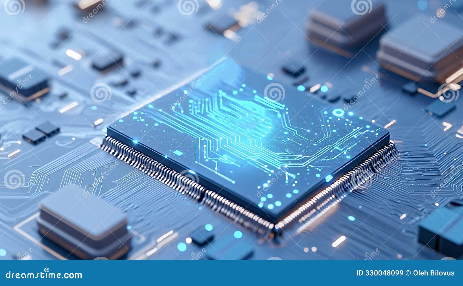 Cpu Processing Data on Motherboard, Modern Electronic Circuit Board ...
