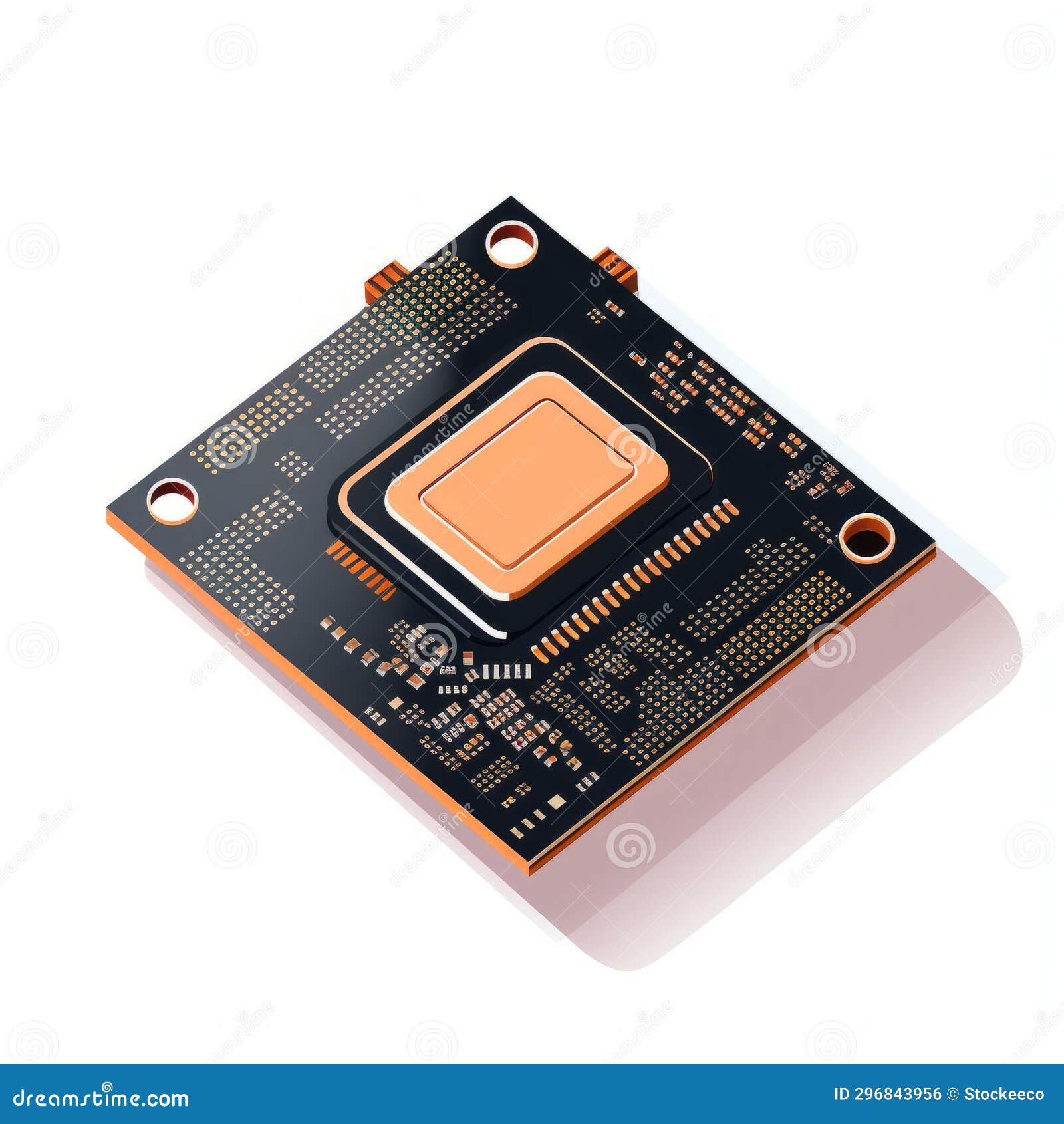 Cpu Processor Board on White Background with Distinctive Character ...